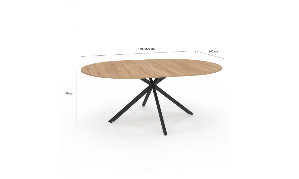Table à manger ronde extensible Soline Ø140-200cm
