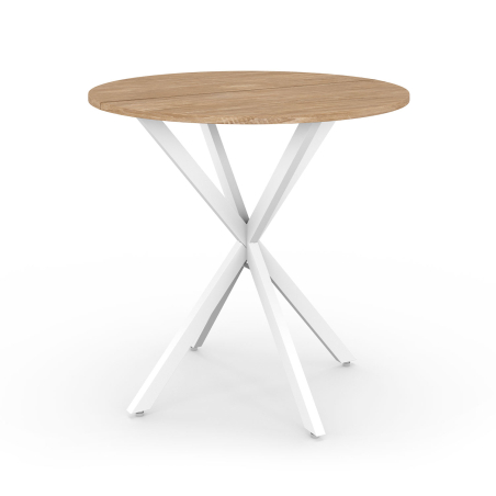 Table à manger ronde Soline Ø80cm bois et blanc
