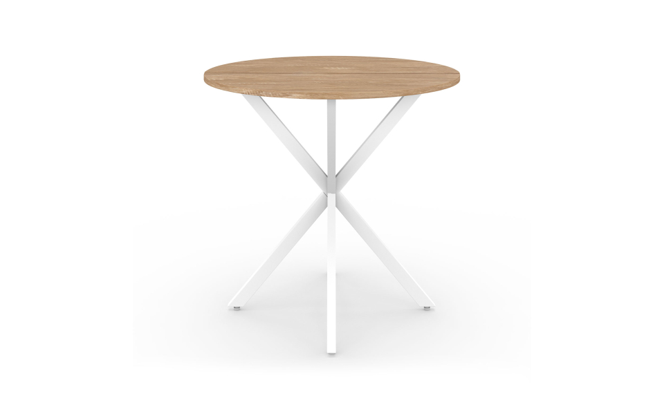 Table à manger ronde Soline Ø80cm bois et blanc