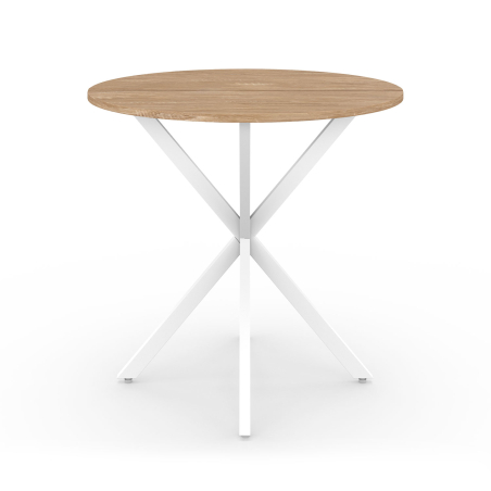 Table à manger ronde Soline Ø80cm bois et blanc