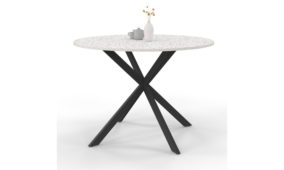 Table à manger ronde Soline Ø110cm effet terrazzo