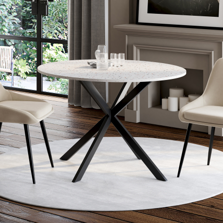 Table à manger ronde Soline Ø110cm effet terrazzo