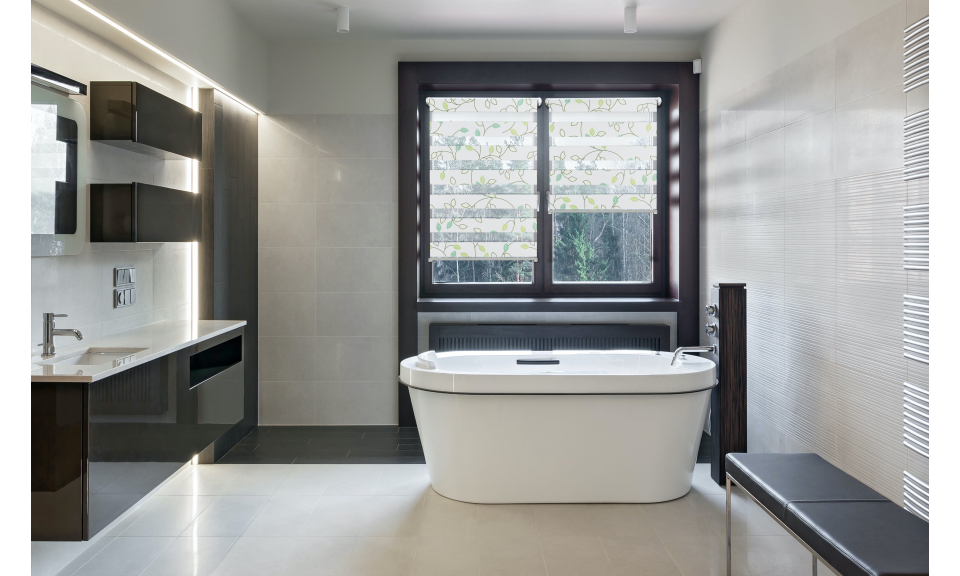 Store universel Zebra - Motifs fleurs vertes